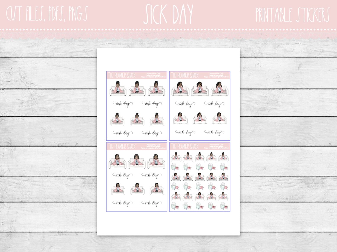 Printable Sick Day Planner Stickers Sick Day Sick Day - Etsy