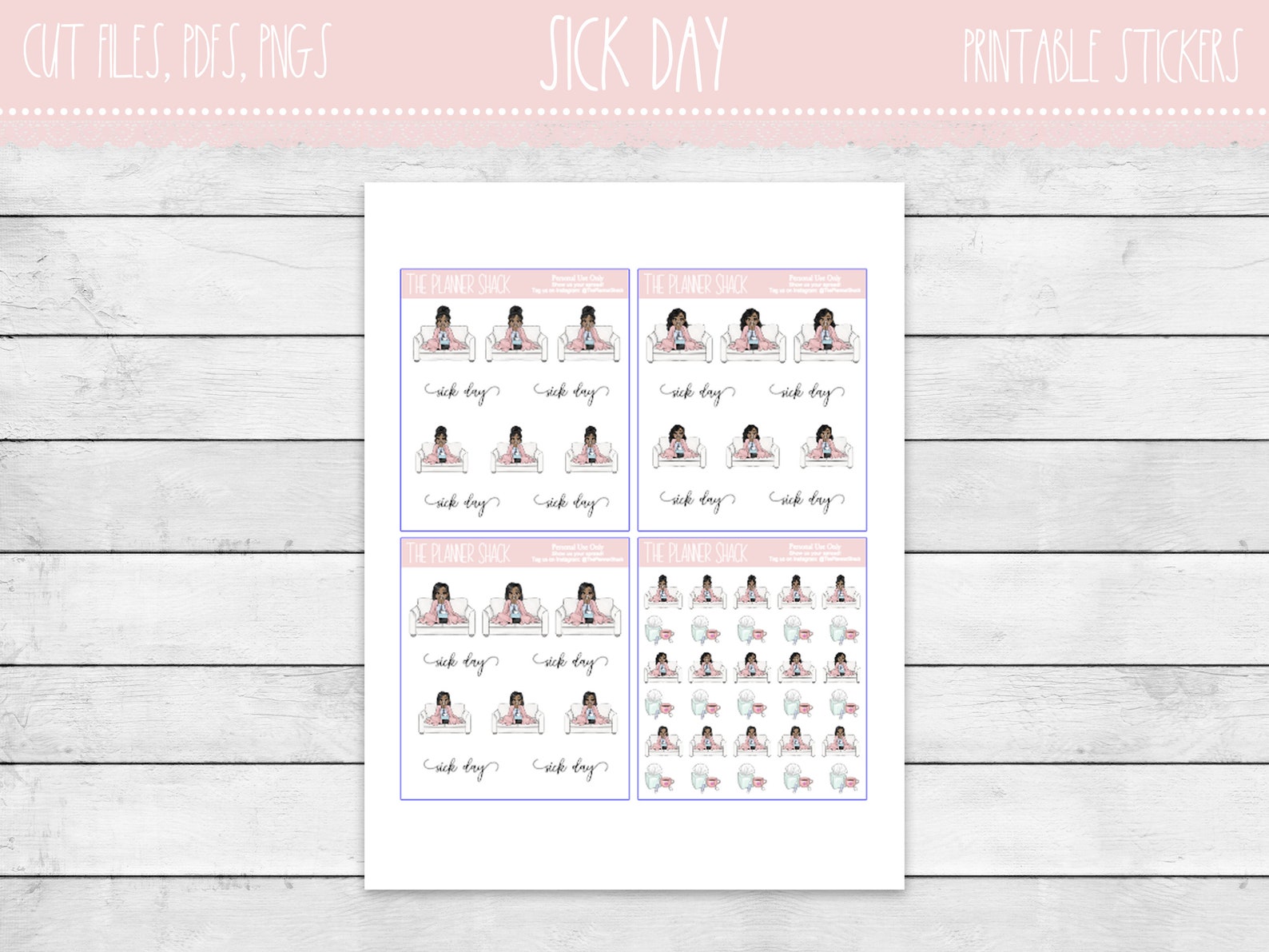 Printable Sick Day Planner Stickers Sick Day Sick Day - Etsy