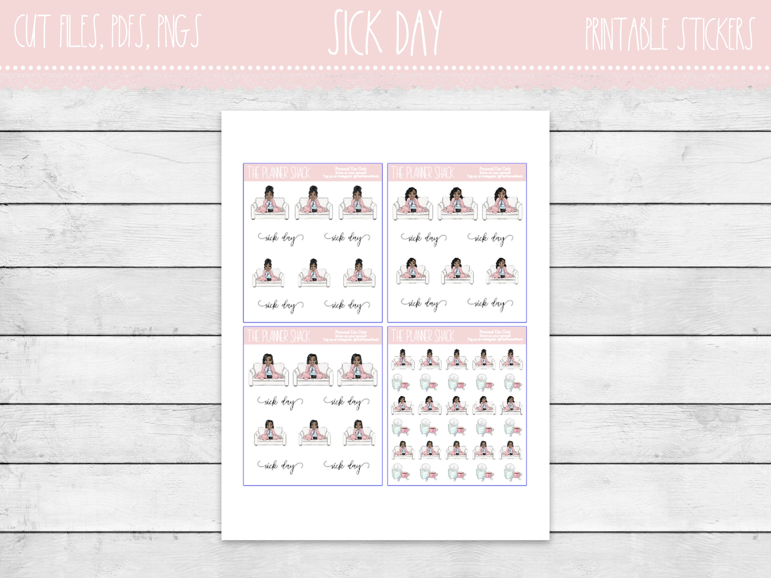 Printable Sick Day Planner Stickers Sick Day Sick Day - Etsy