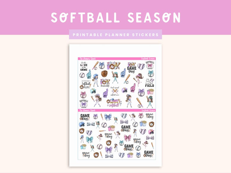 Printable Softball Season Stickers | Softball | Game Day | Softball ...
