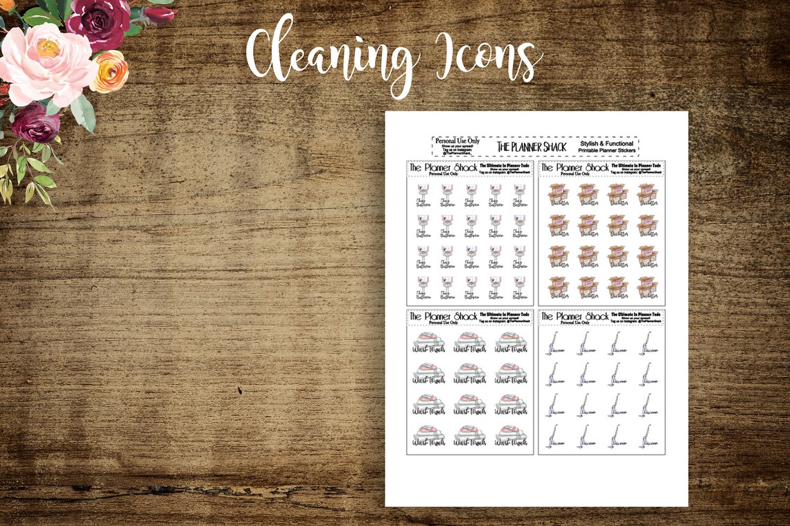Cleaning Icons Chores Planner Icons Printable Planner - Etsy