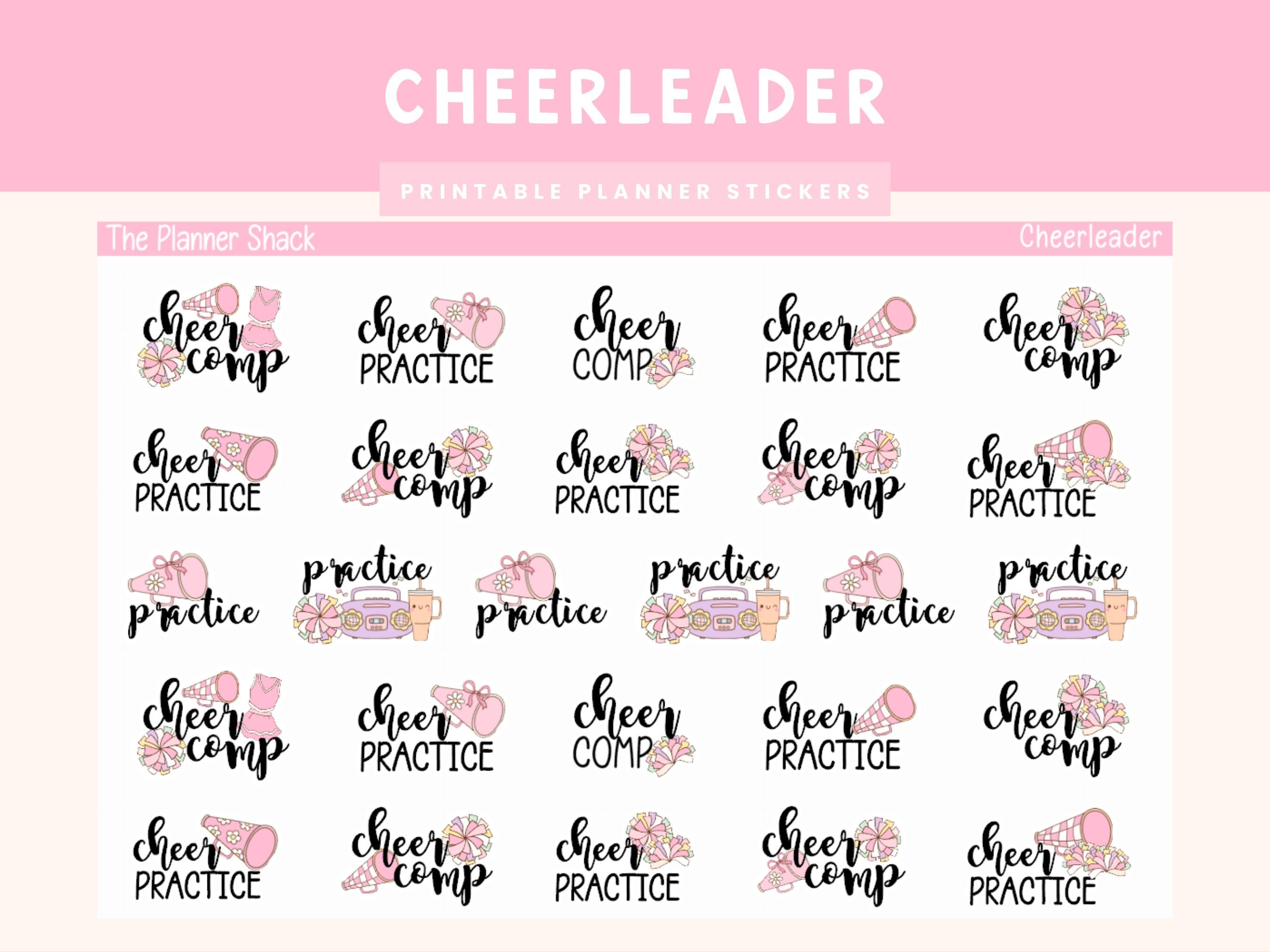 Printable Cheerleader Stickers | Cheer Practice | Cheer Comp ...