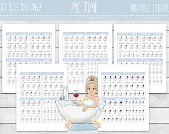 PLANNING FUNCTIONAL STICKERS, Beauty Printable Stickers, Me Time ...