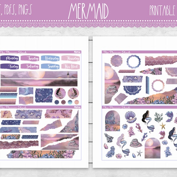 Printable Mermaid Stickers - Etsy