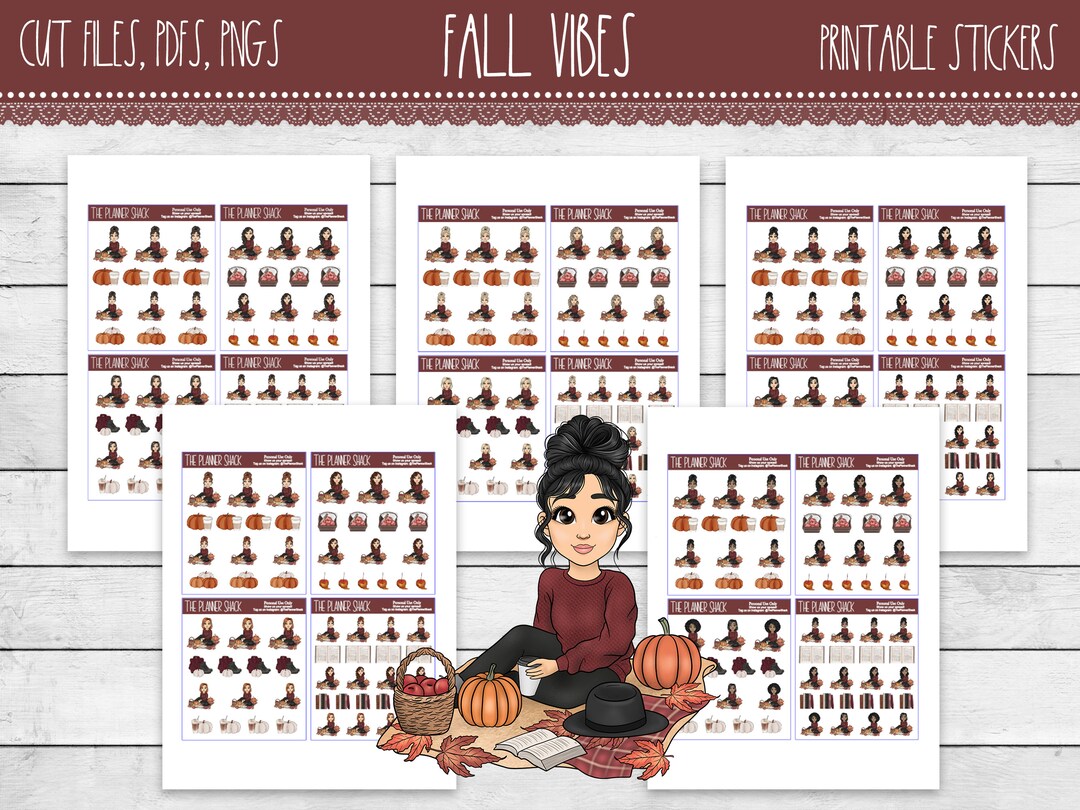 Printable Fall Vibes Planner Stickers | Me Time | Fall Fashion Girls ...