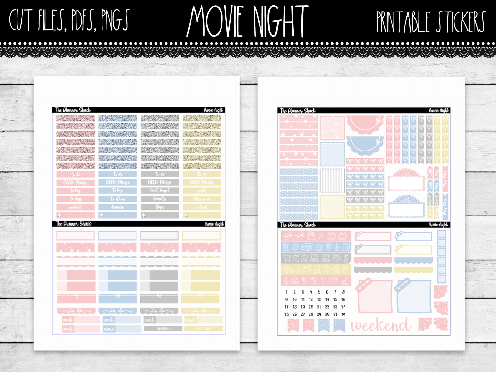 Printable Movie Night Weekly Happy Planner Movie Night - Etsy