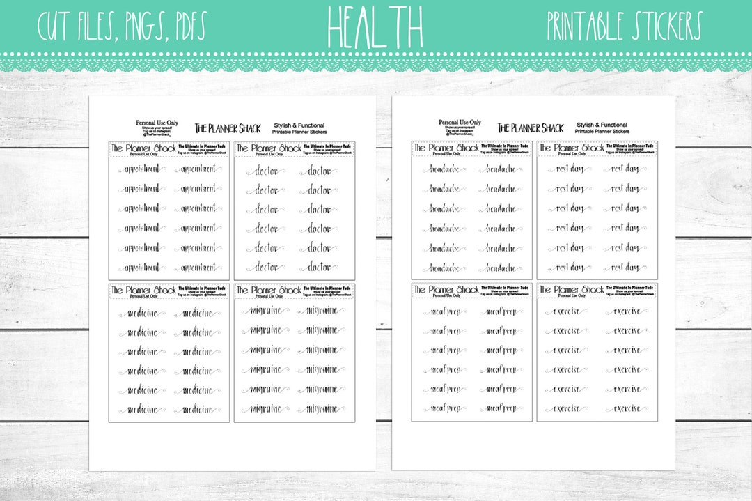 Curly Health Scripts | Printable Planner Stickers | Script | Planner ...