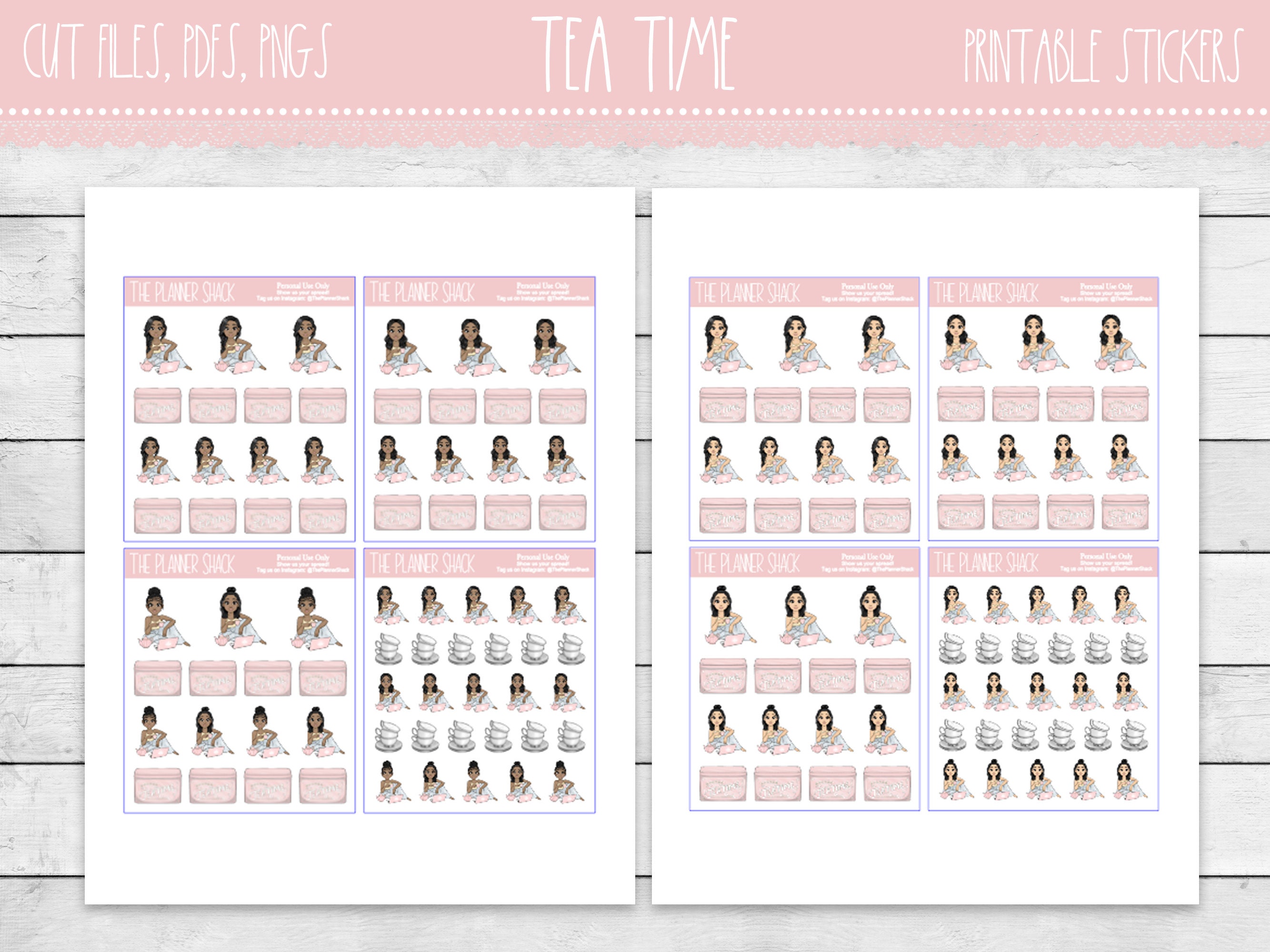 Printable Tea Time Planner Stickers Tea Time Mom Boss - Etsy