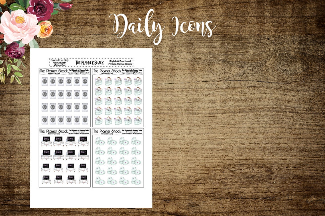 Daily Icons Icons Planner Icons Printable Planner - Etsy