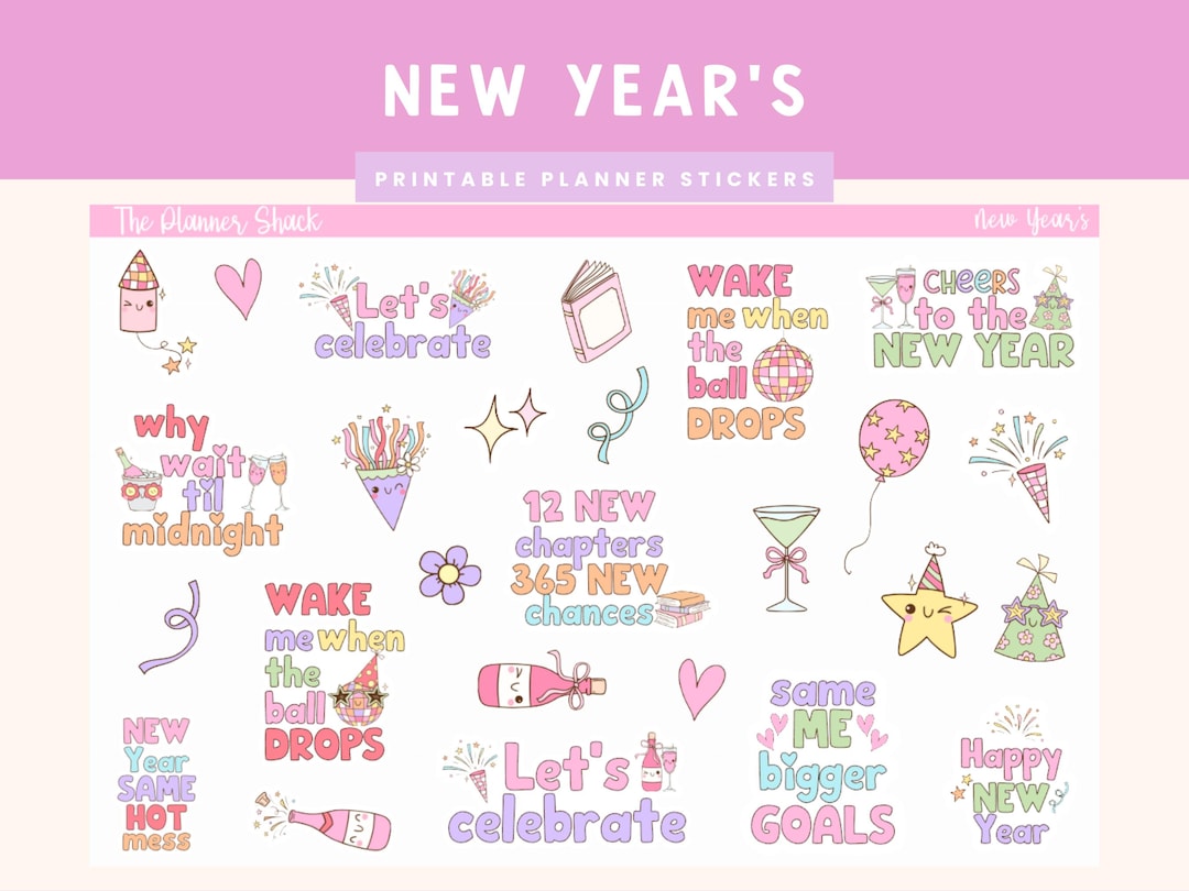 Printable New Year's Stickers | New Years Eve | New Years | Celebrate ...