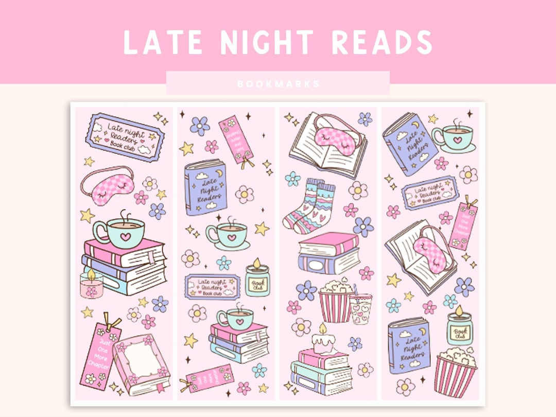 Printable Bookmarks | Late Night Reads | Cozy Reading | Book Lovers ...