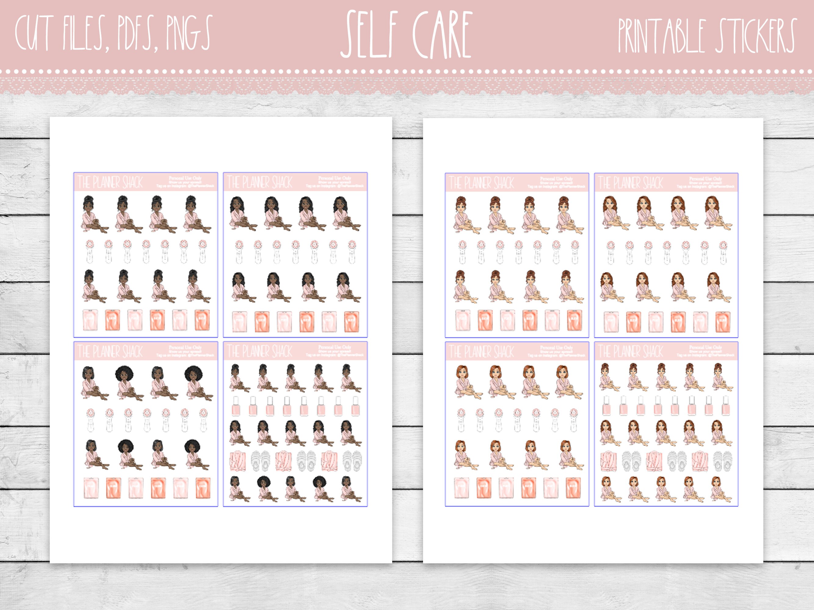 Printable Self Care Planner Stickers Self Care Me Time - Etsy