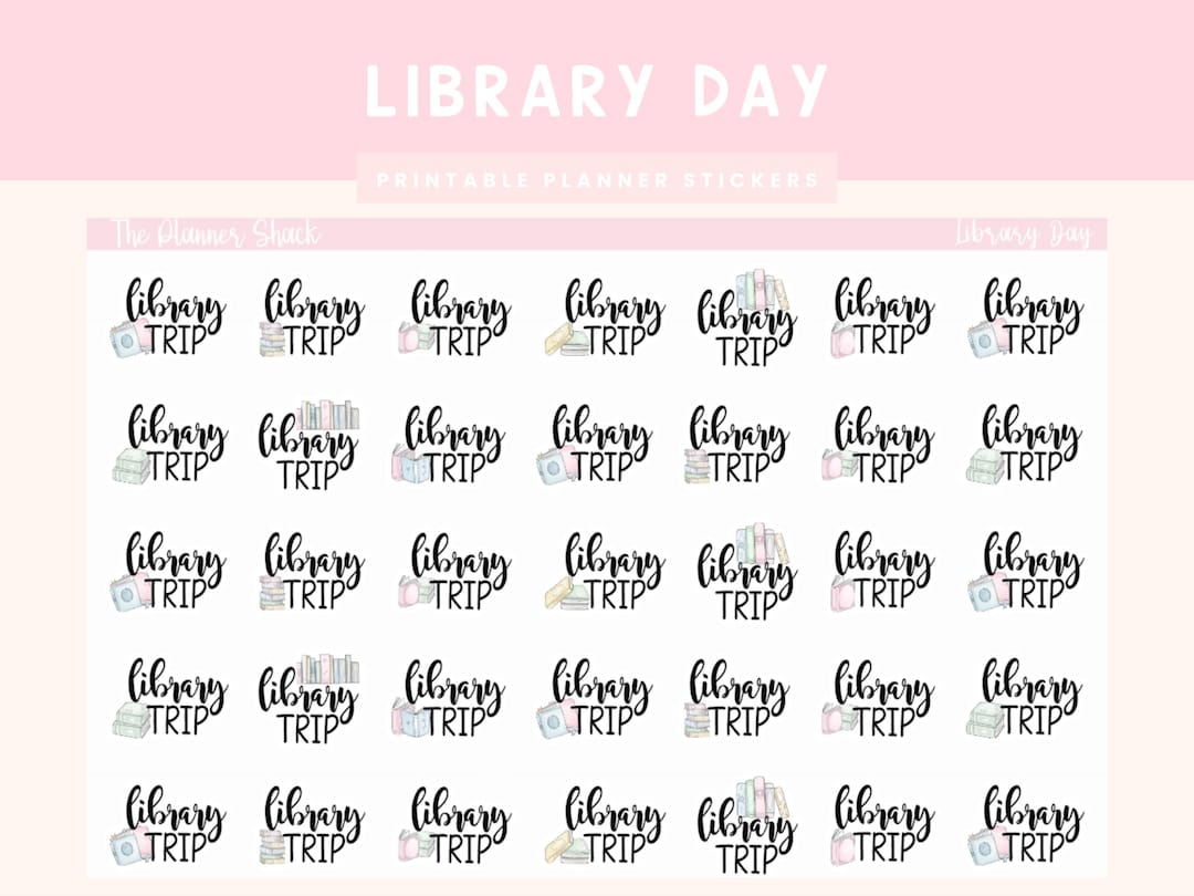 Printable Library Day Stickers | Library Trip | Return Books | Books ...