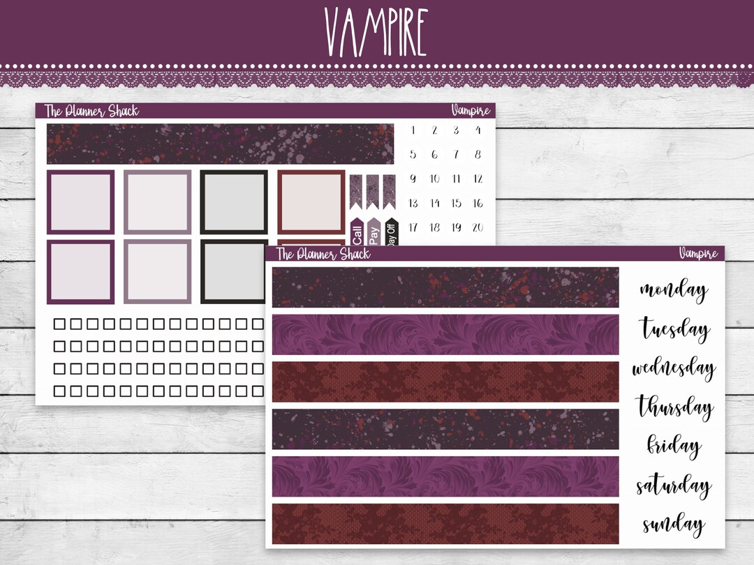 Printable A5 DAILY DUO Weekly | Vampire | Daily Duo | Halloween ...