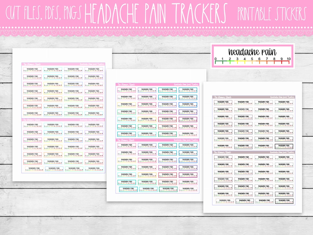 PRINTABLE Headache Pain Level Trackers | Headache Trackers | Functional ...