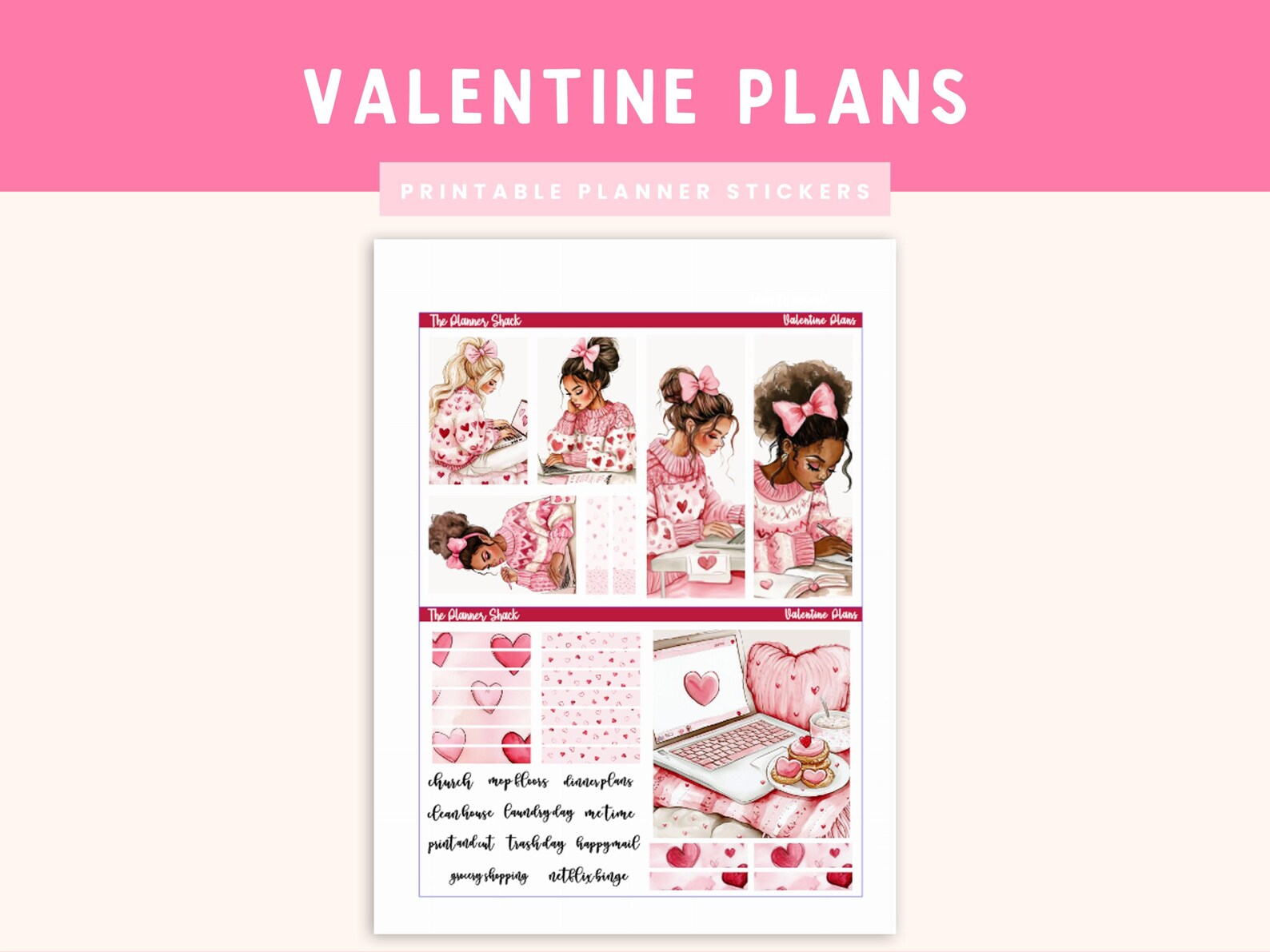 Printable Valentine Plans Weekly | Happy Planner | Valentine Weekly ...