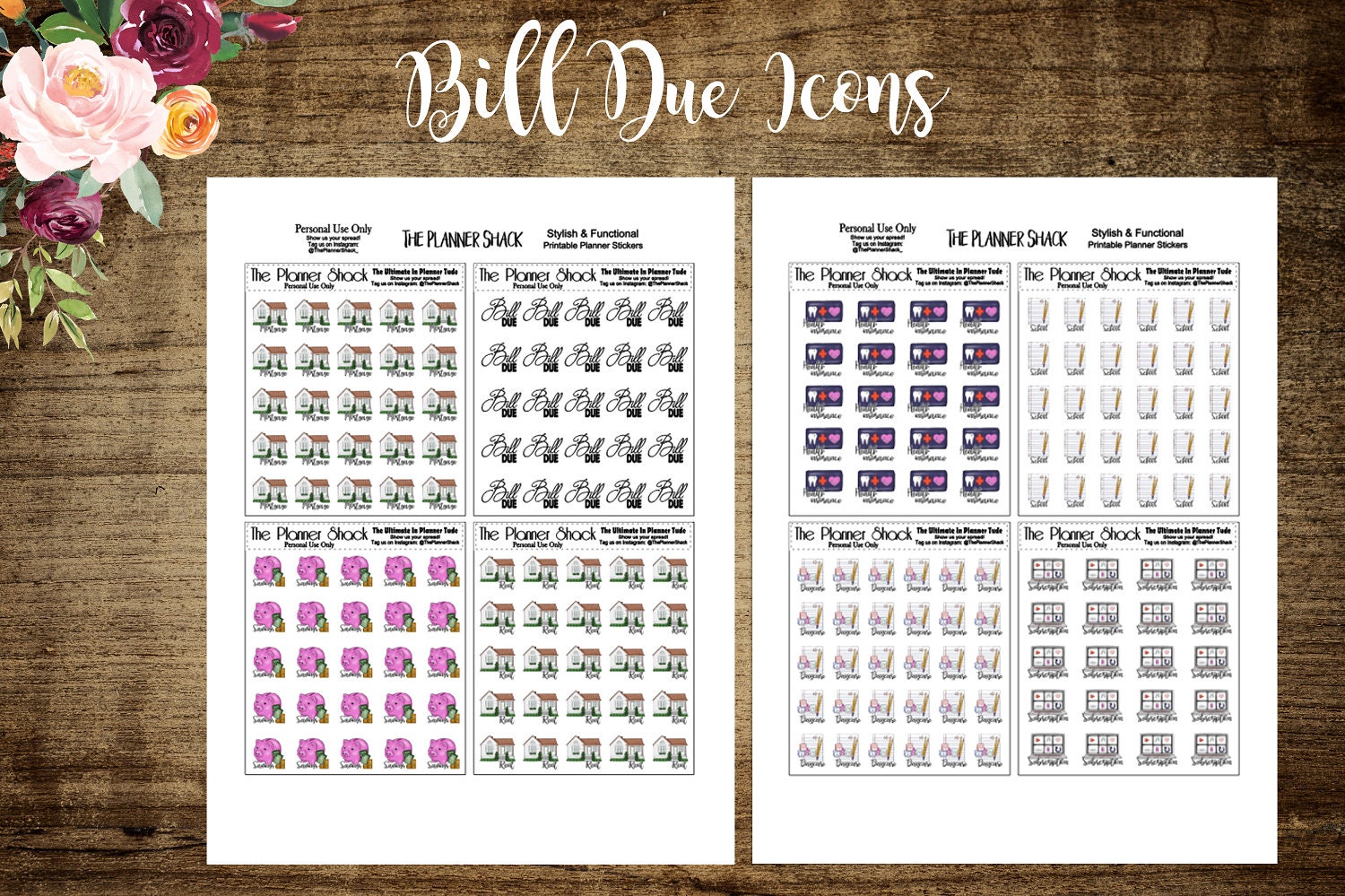 Bill Icons | Planner Icons | Printable Planner Stickers | Planner ...