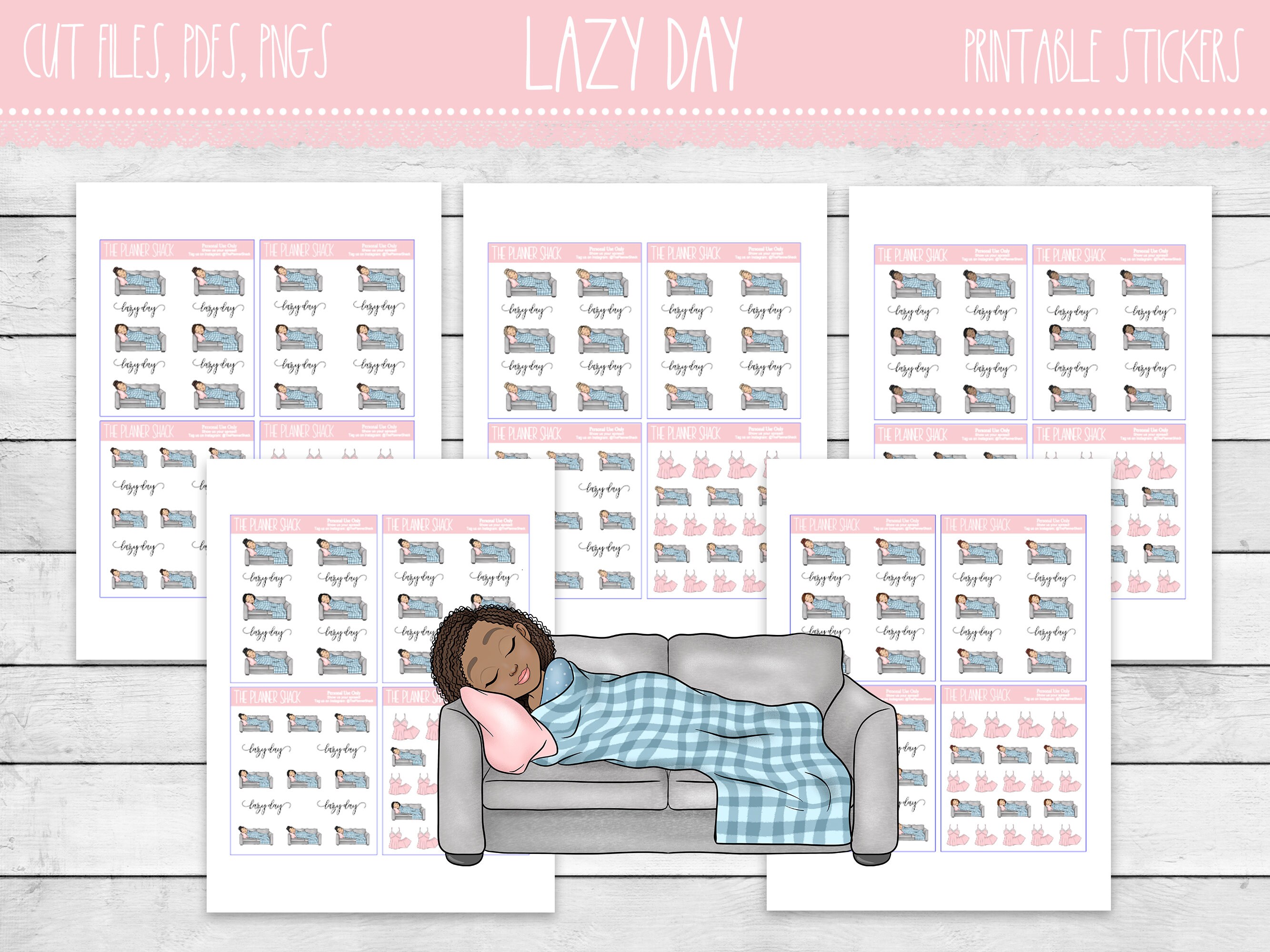 Printable Lazy Day Planner Stickers Lazy Day Nap Queen - Etsy