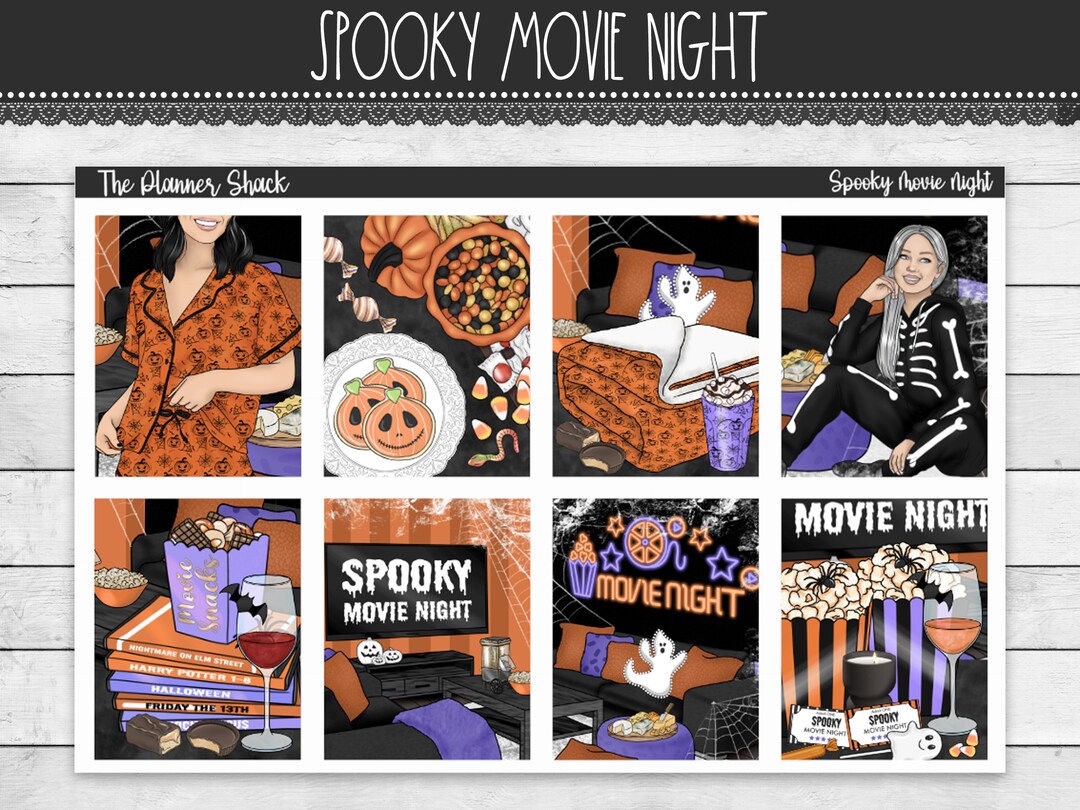 Printable Spooky Movie Night Weekly | Erin Condren | Vertical Weekly ...