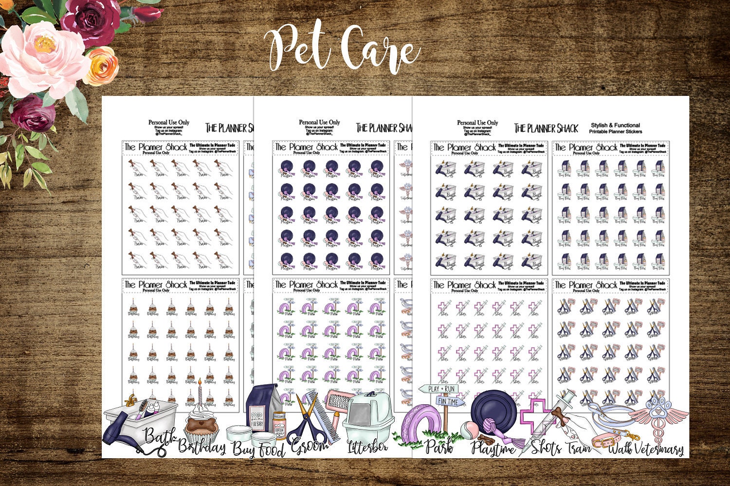 Pet Care Dog Care Functional Printable Planner Stickers | Etsy