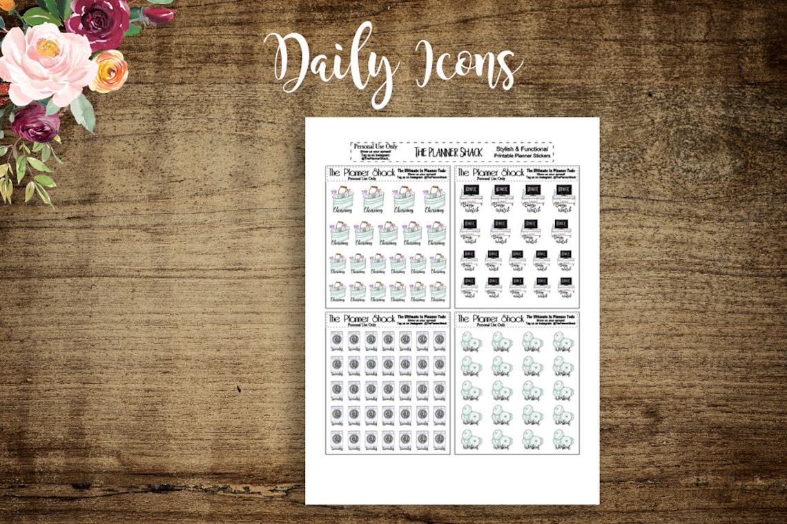 Daily Icons Icons Planner Icons Printable Planner - Etsy