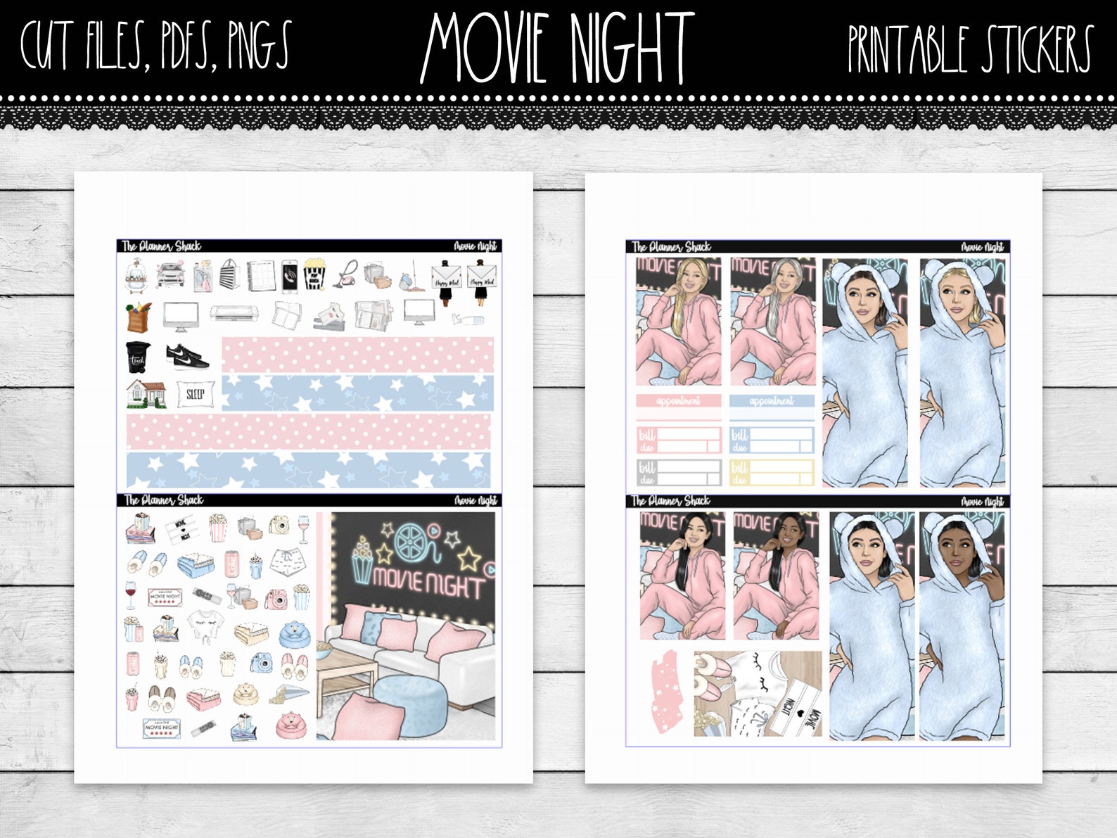 Printable Movie Night Weekly Happy Planner Movie Night - Etsy