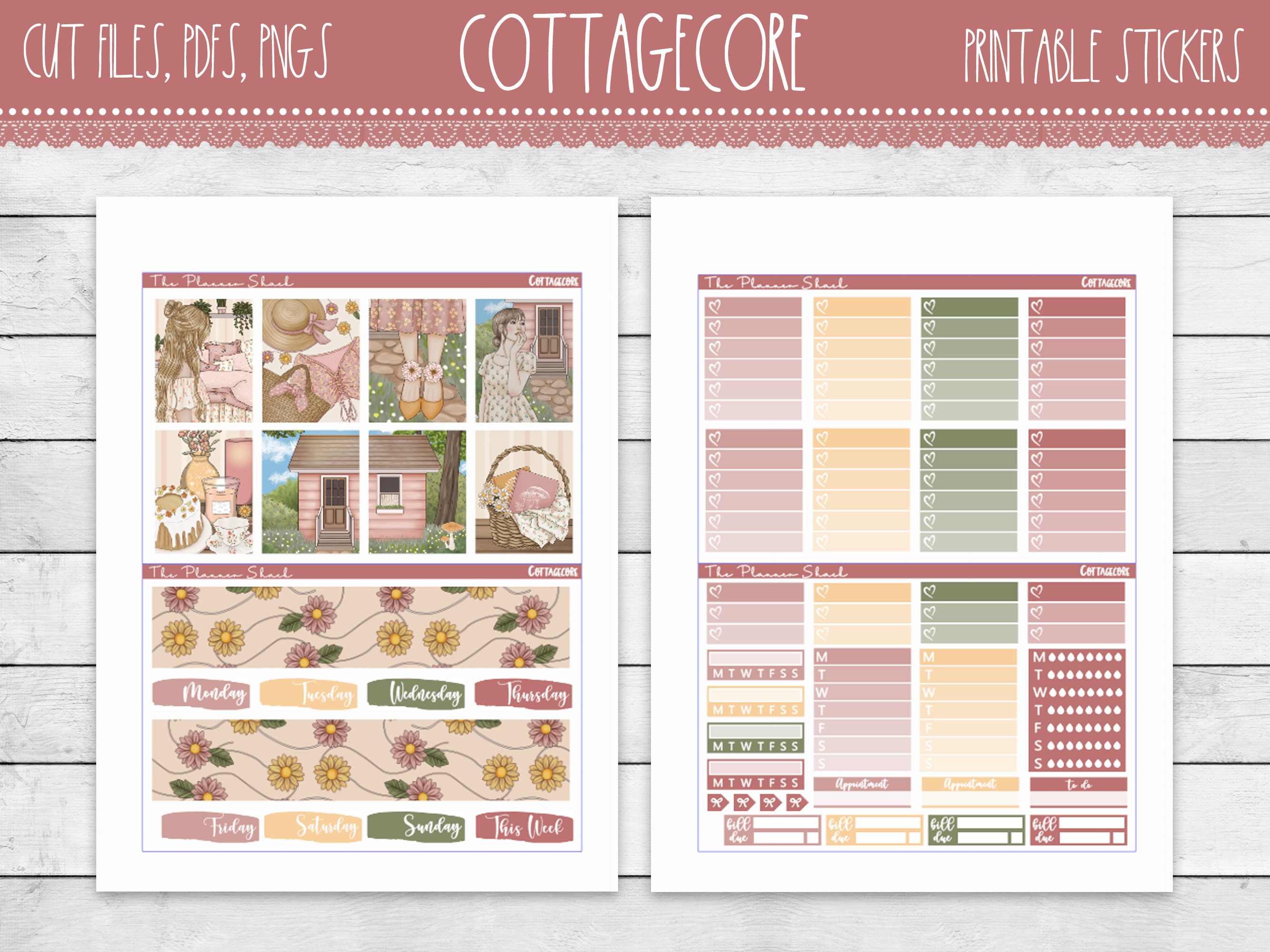 Printable Cottagecore Vertical Weekly Erin Condren - Etsy