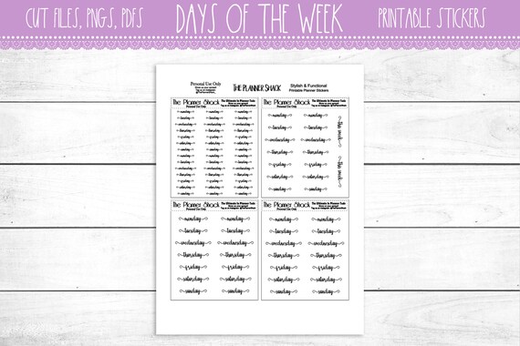 Days of the Week Script Printable Printable Planner Stickers | Etsy
