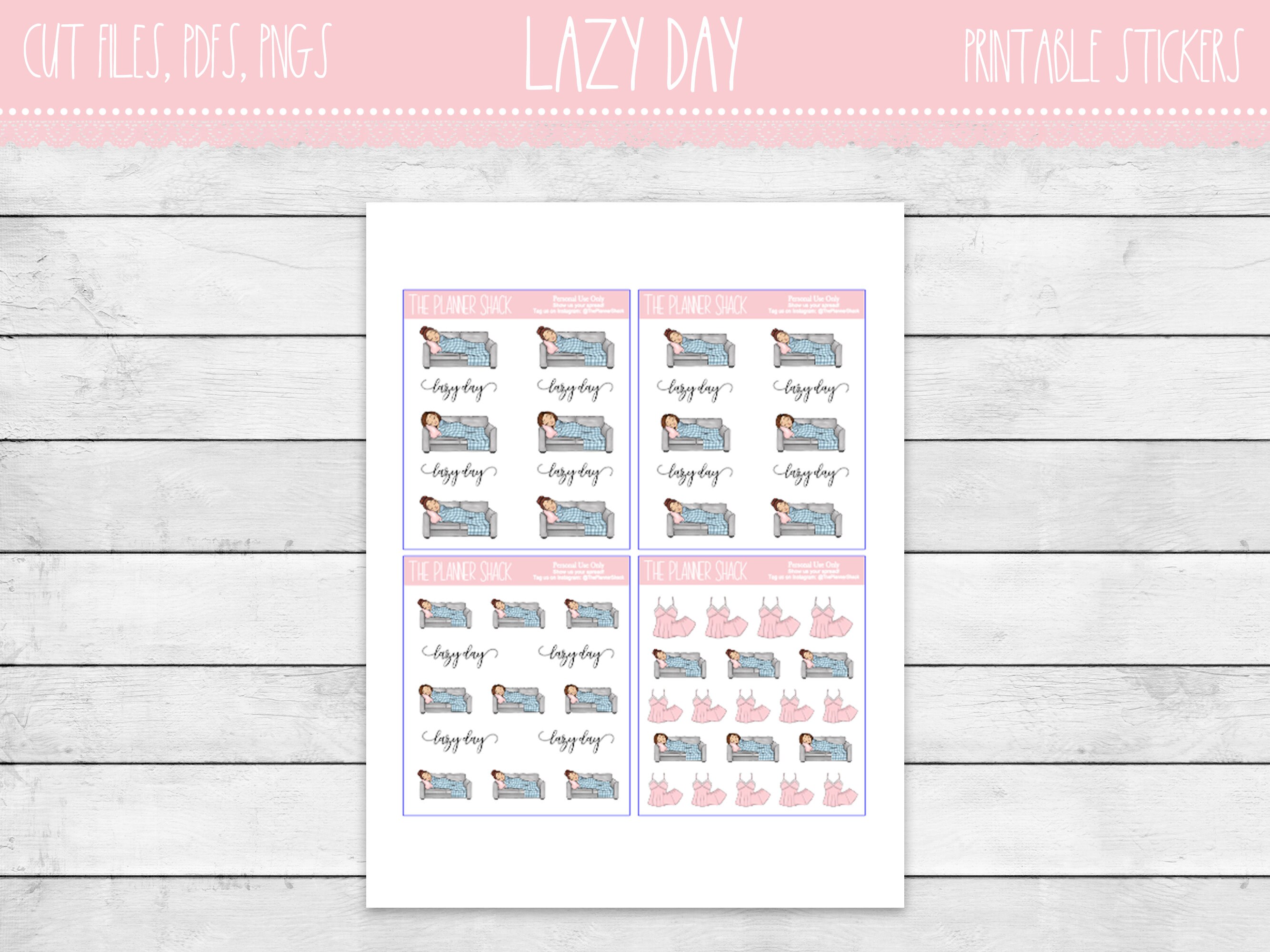 Printable Lazy Day Planner Stickers | Lazy Day | Nap Queen | Nap Time ...