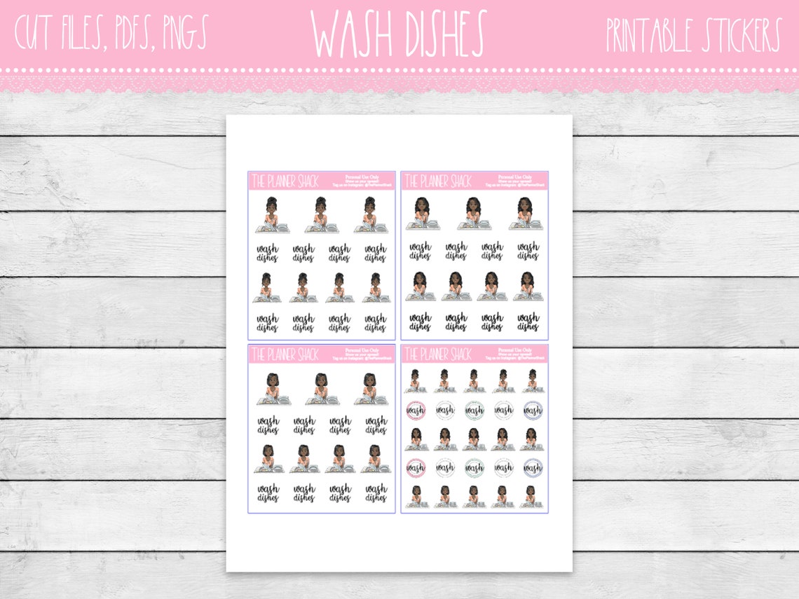 Printable Wash Dishes Planner Stickers Dishes Wash Dishes - Etsy