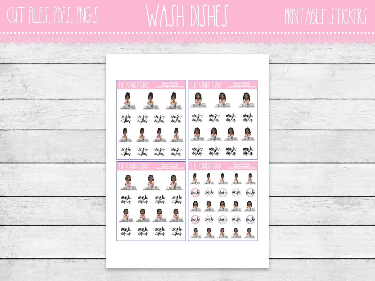 Printable Wash Dishes Planner Stickers | Dishes | Wash Dishes Fashion ...