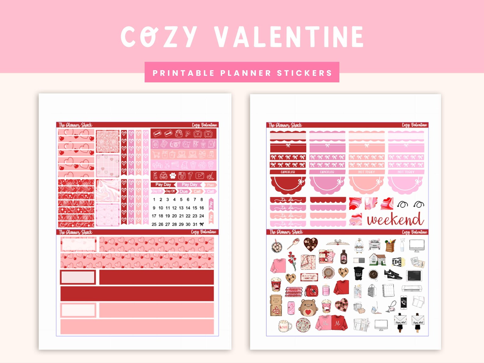 Printable Cozy Valentine Weekly | Happy Planner | Valentine Weekly ...