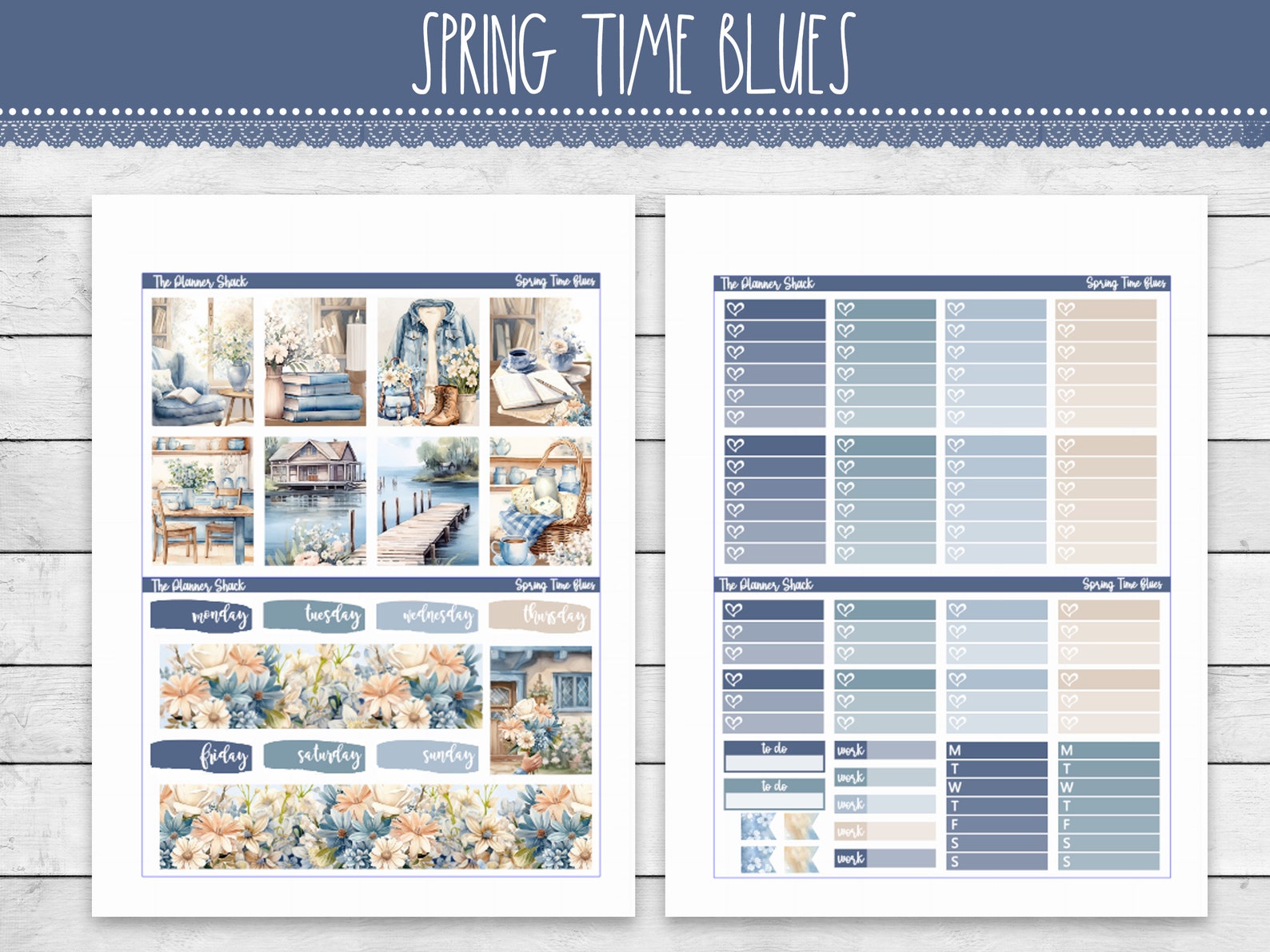Printable Spring Time Blues Weekly | Erin Condren | Vertical Weekly ...