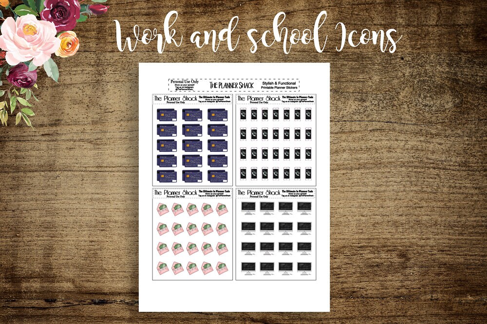 Work Icons School Icons Planner Icons Printable Planner - Etsy