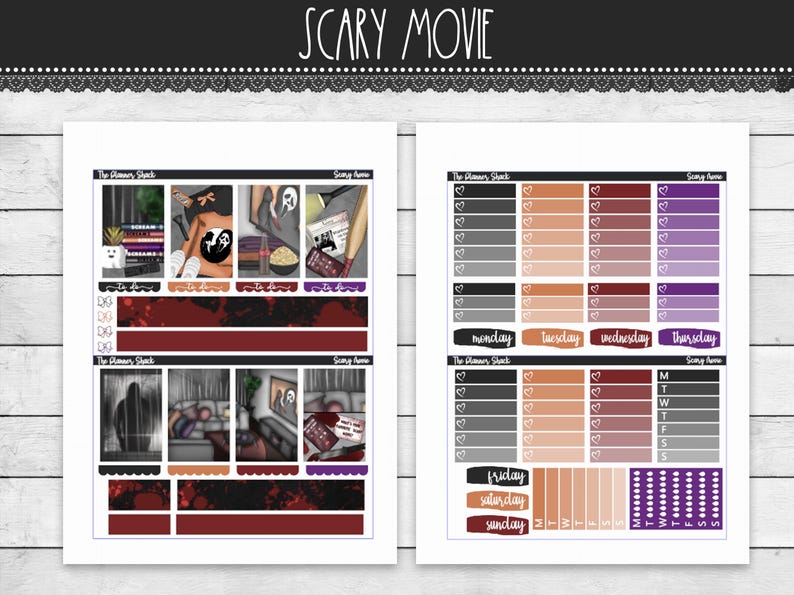 Printable Scary Movie Weekly | Happy Planner | Halloween | Halloween ...