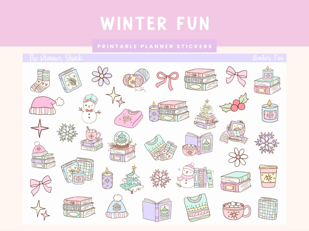 Printable Winter Fun | Winter | Book Lover | Cozy Winter | Printable ...