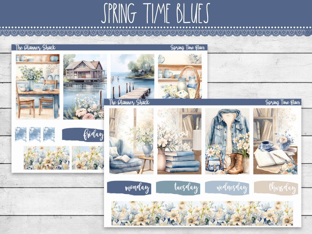 Printable Spring Time Blues Weekly | Happy Planner | Spring Weekly ...