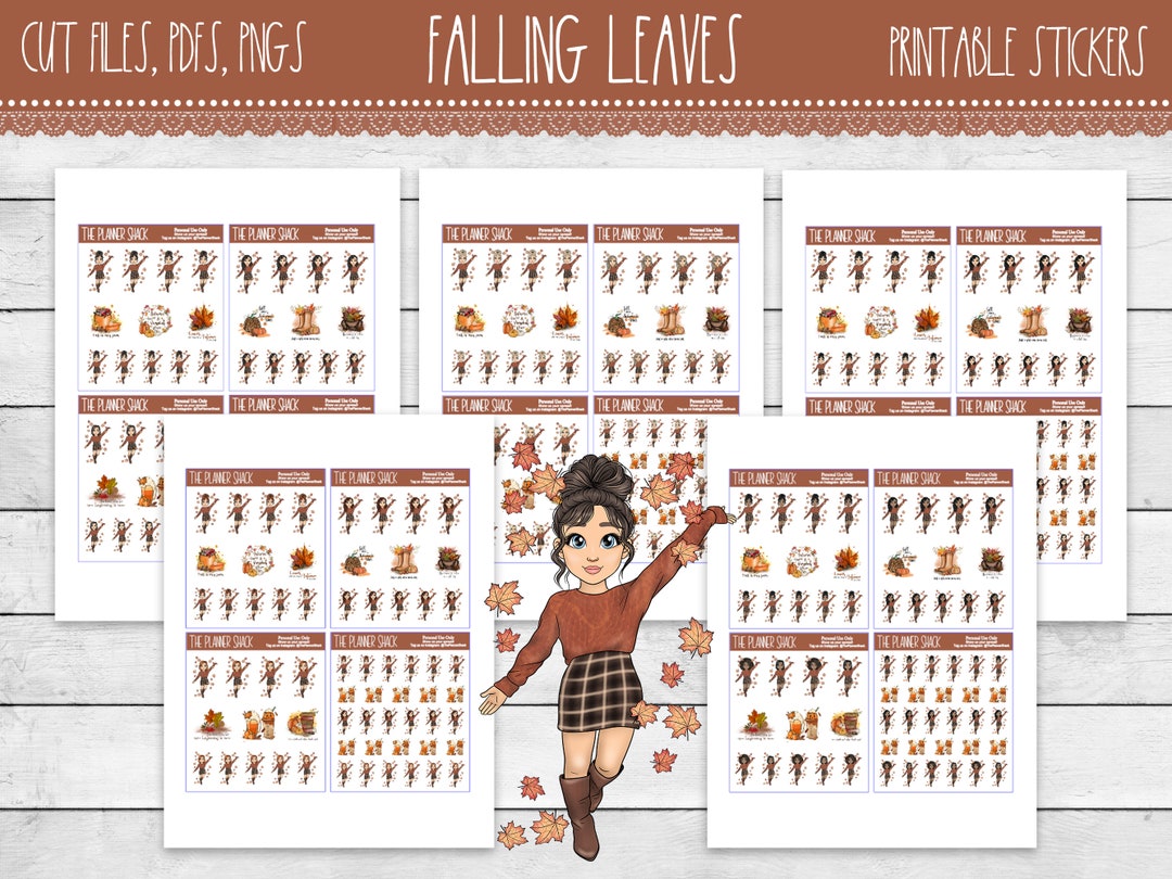 Printable Falling Leaves Planner Stickers | Fall | Autumn | Fall ...