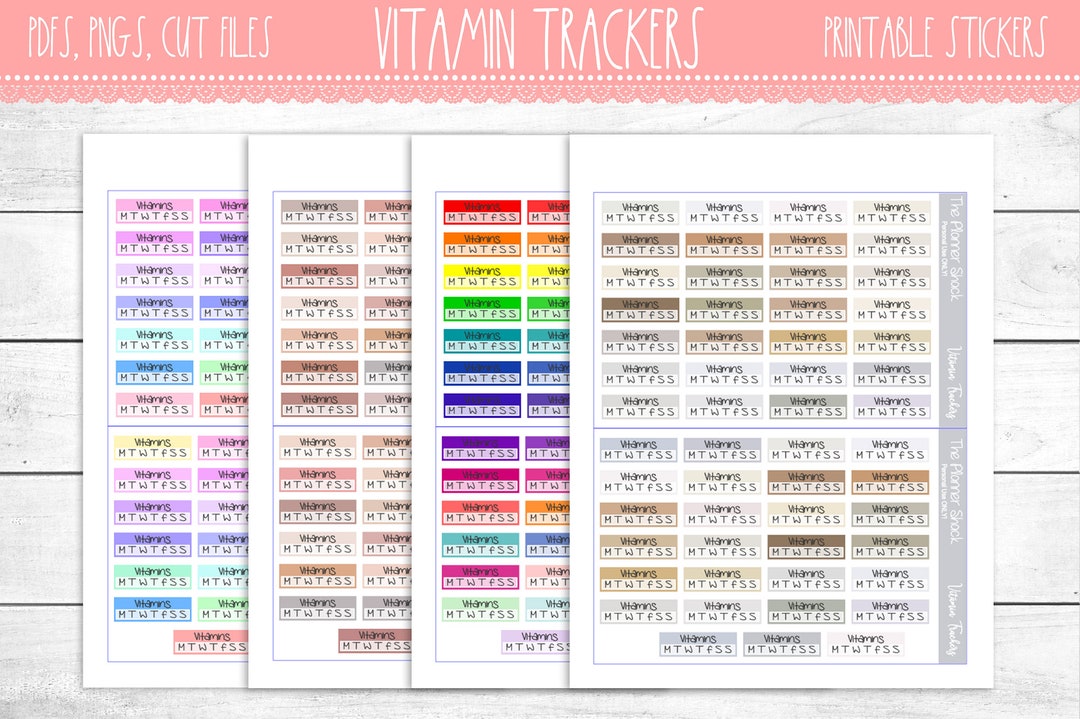 Vitamin Trackers | Daily Vitamins | Functional | Printable Planner ...