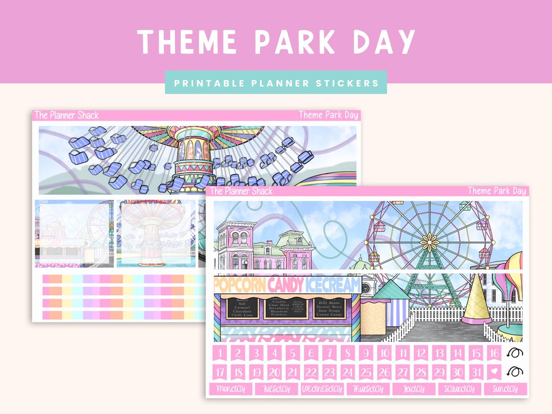 Printable Theme Park Day Monthly | Erin Condren | Carnival | Summer ...