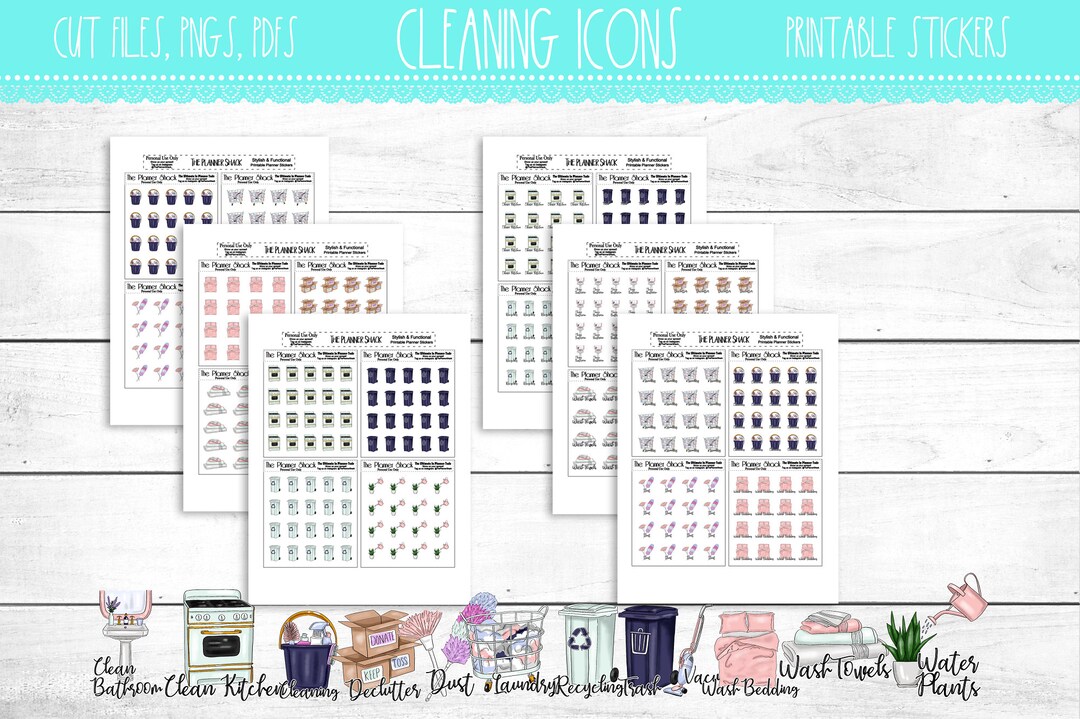 Cleaning Icons | Chores | Planner Icons | Printable Planner Stickers ...