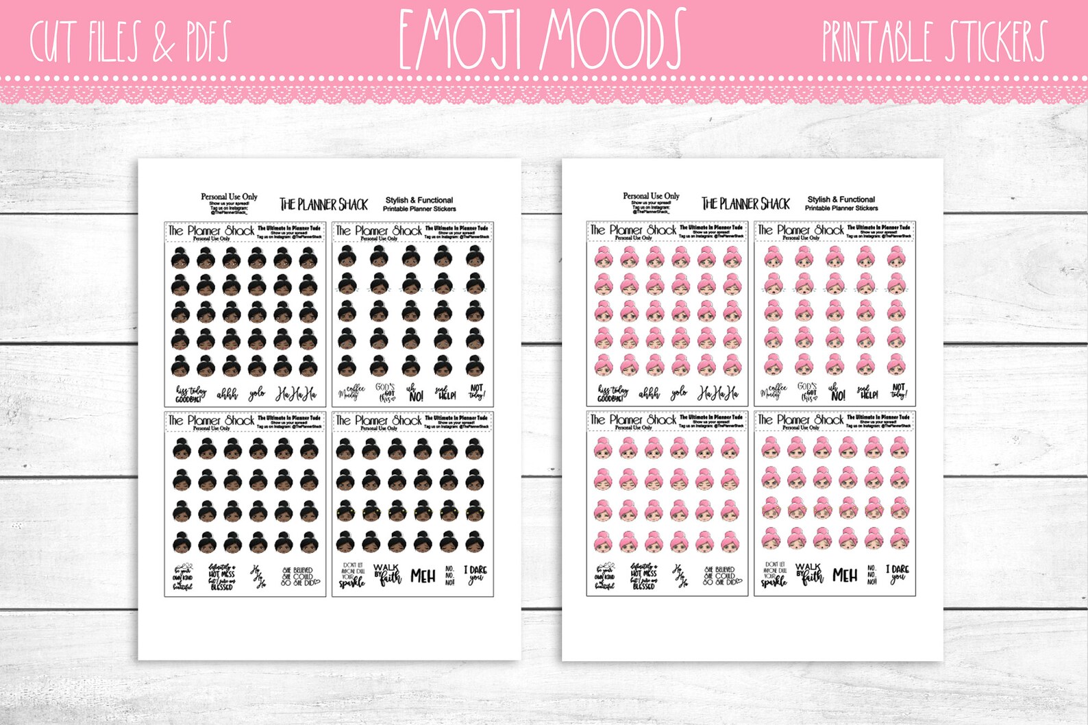 Mood Trackers | Moods | Emoji | Kawaii Girls | Printable Planner ...
