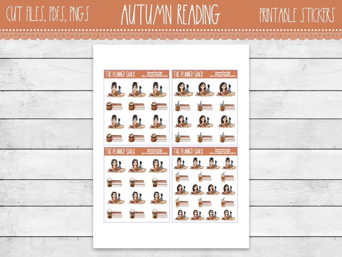 Printable Autumn Reading Planner Stickers Reading Fall - Etsy