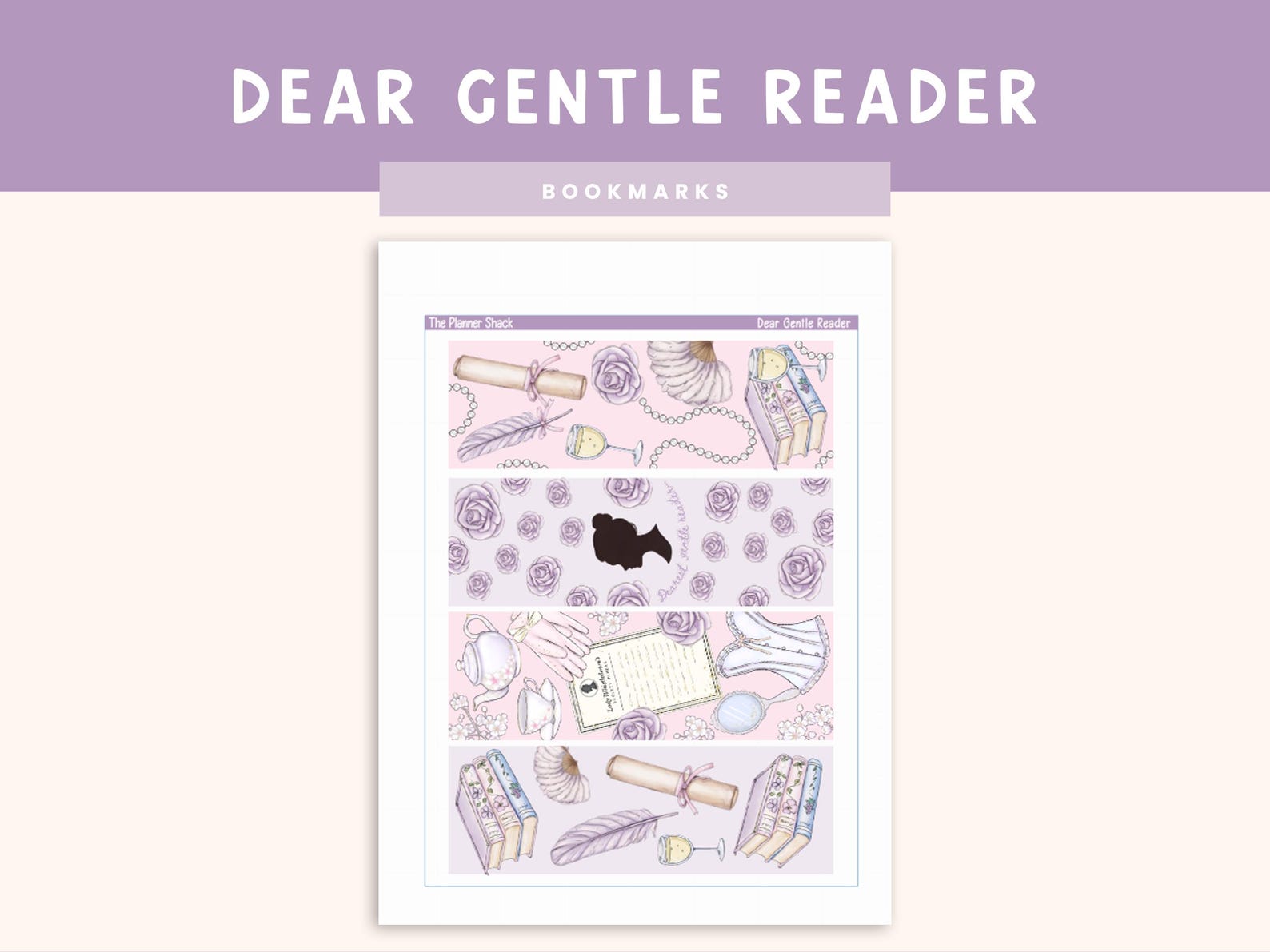 Printable Bookmark Set | Dear Gentle Reader | Romance Bookmarks ...