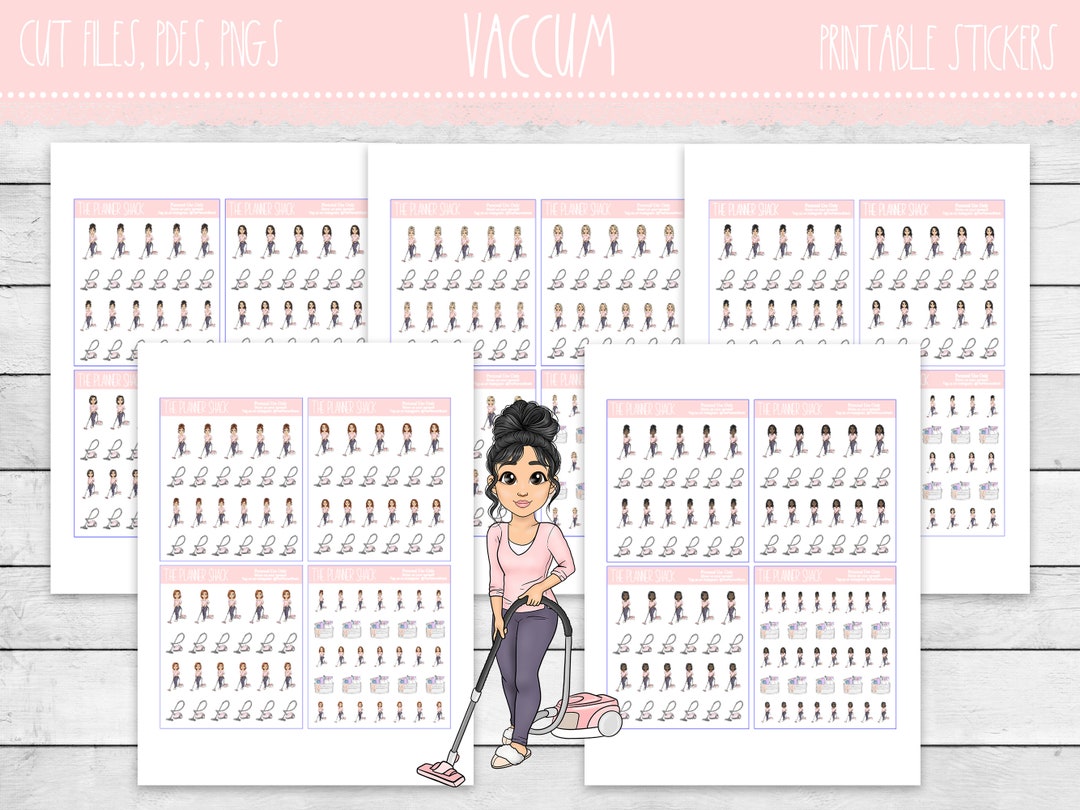 Printable Vaccum Planner Stickers | Vaccum Day | Cleaning Day ...