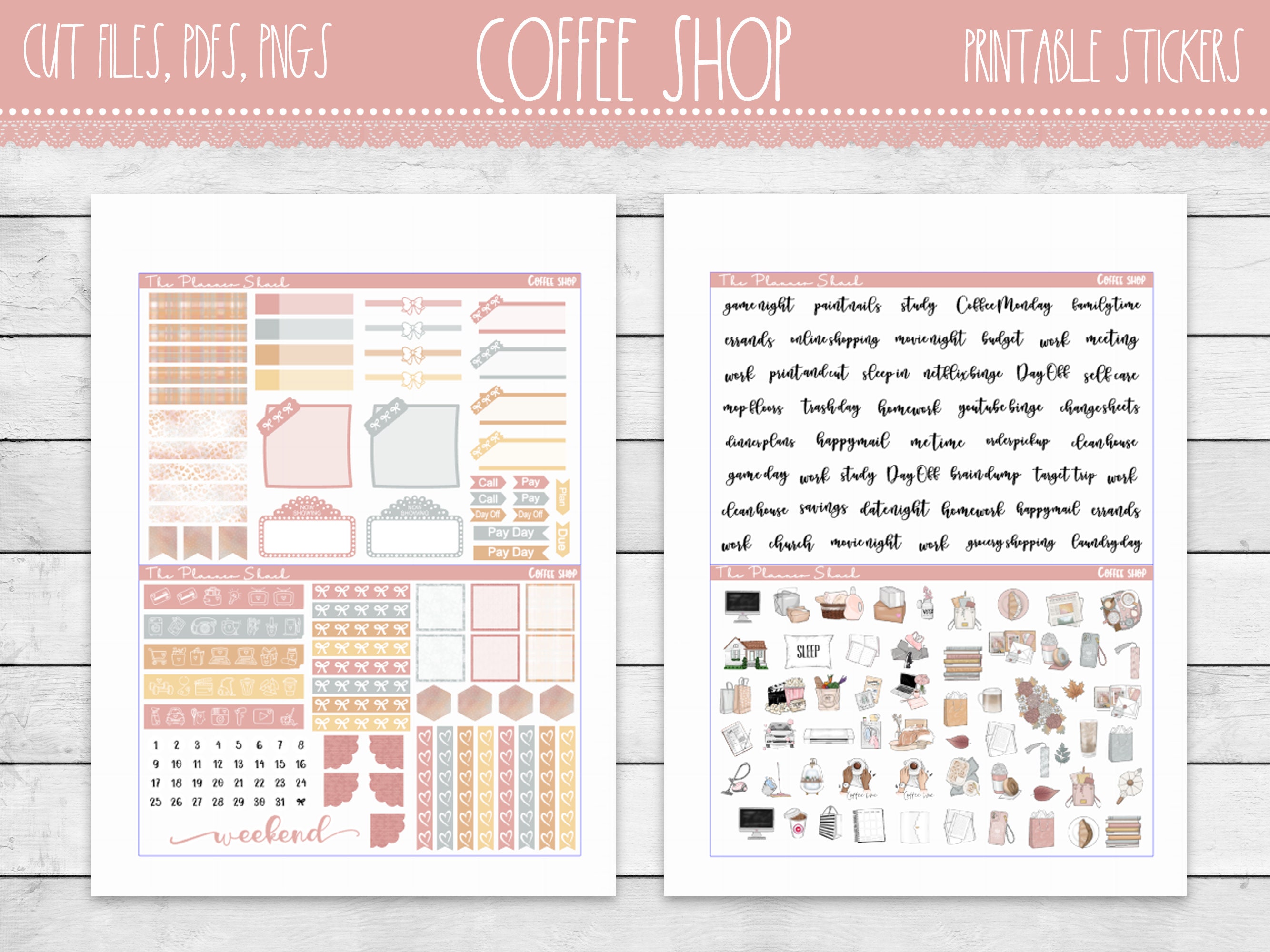 Printable Coffee Shop Weekly Happy Planner Coffee and - Etsy