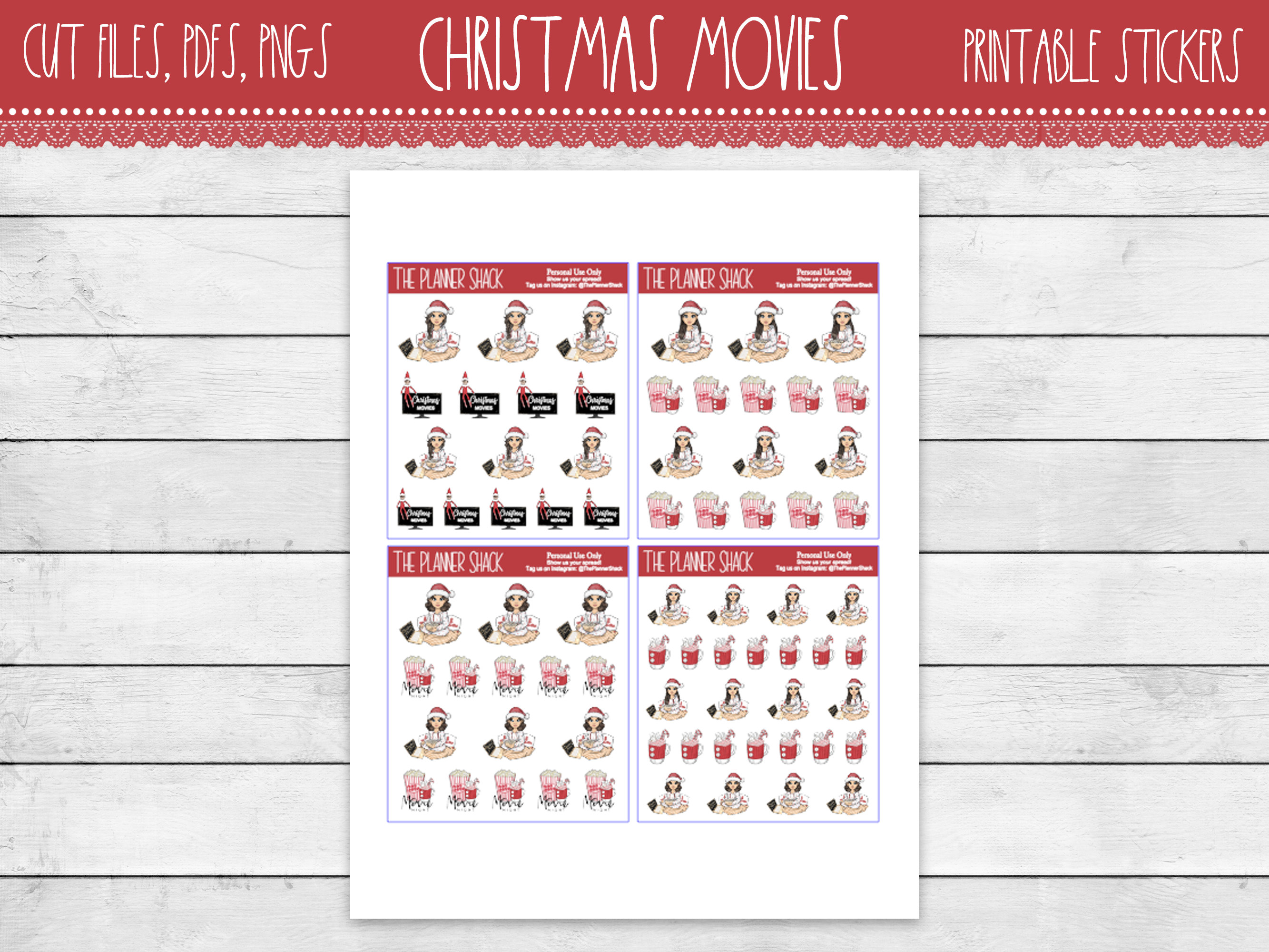 Printable Christmas Movies Planner Stickers Holiday Movies - Etsy