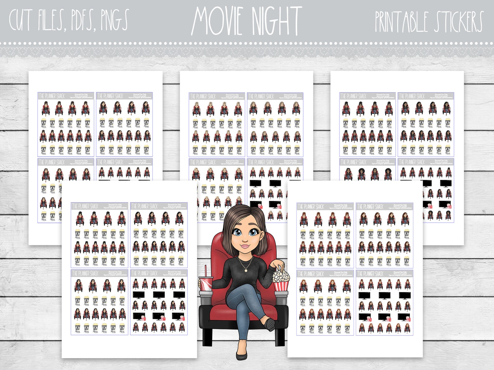 Printable Movie Night Planner Stickers Movies Movie Night - Etsy