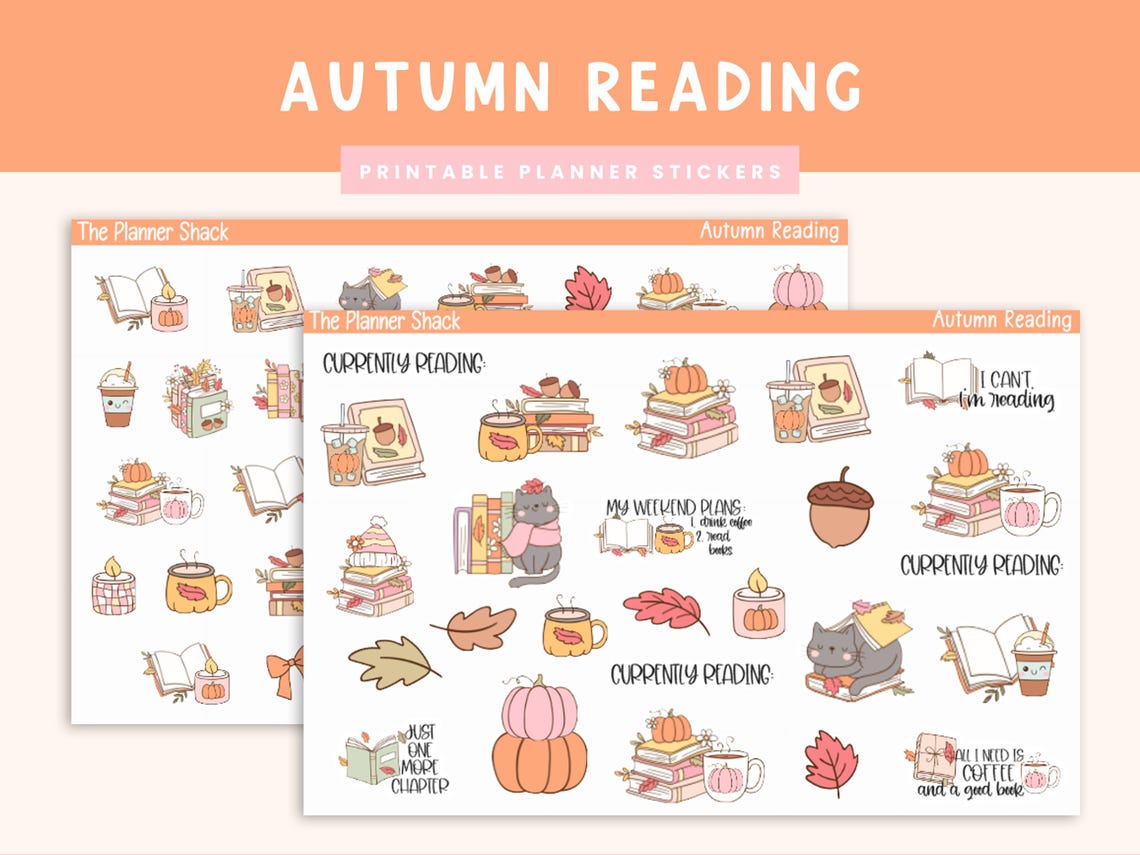 Printable Autumn Reading Stickers | Fall | Books | Booklover | Bookish ...