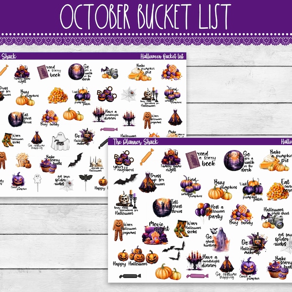 Halloween Bucket List Stickers - Etsy